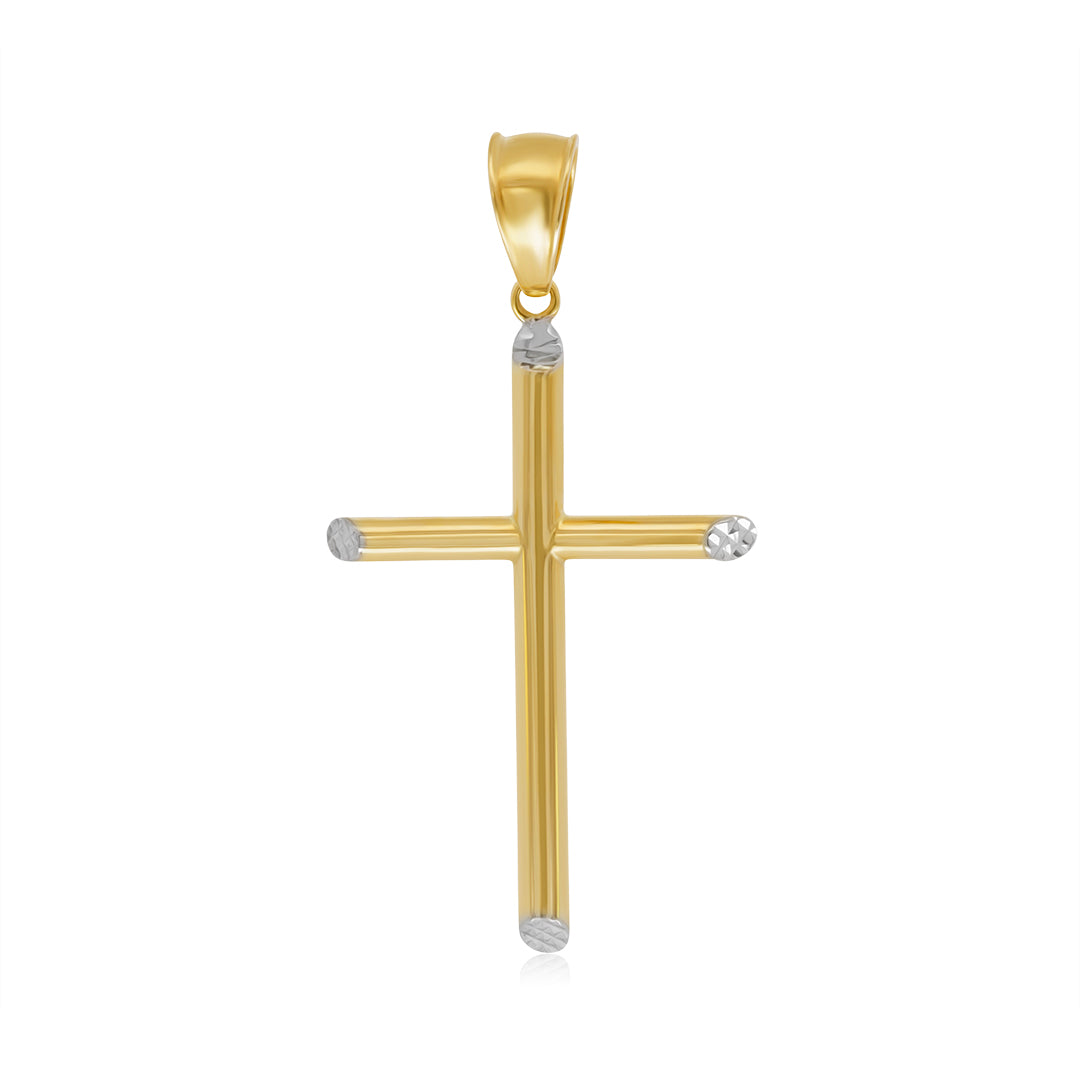 Cruz De Oro 10k Y 14k Tubular Lisa
