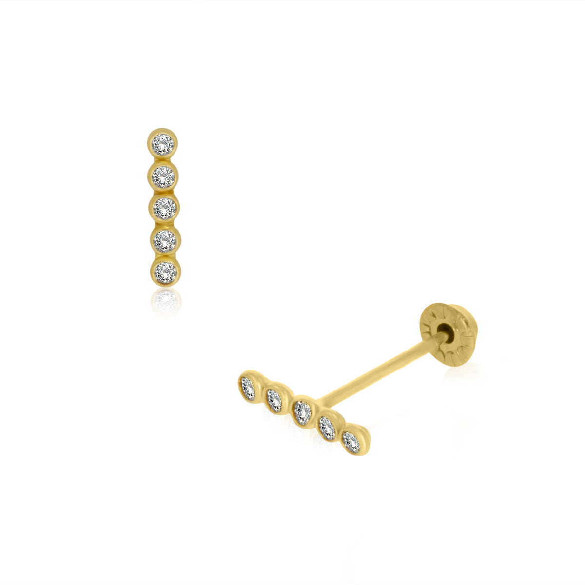 Broquel de Oro 10K Línea Bisel Mini